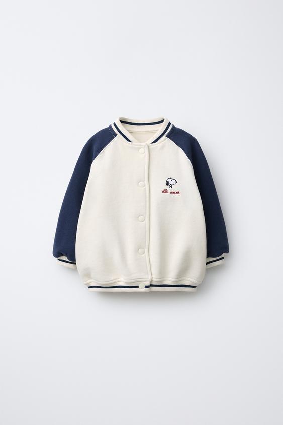 SNOOPY PEANUTS™ FLEECE BOMBER JACKET - Ecru | ZARA New Zealand