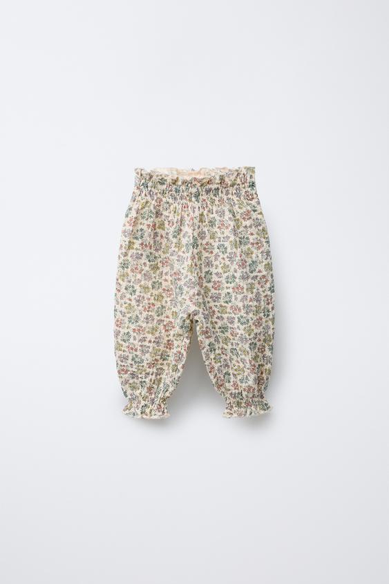 ΠΑΝΤΕΛΟΝΙ Jogger ΜΕ ΥΦΗ ΦΛΟΡΑΛ Πράσινο Εκρού Zara Greece Ελλαδα