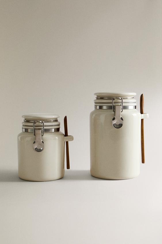 CERAMIC JAR WITH SPOON - Cream | ZARA United States