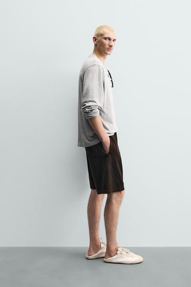 BERMUDA LAVÉ STRUCTURE WAFFLE - Chocolat | ZARA France