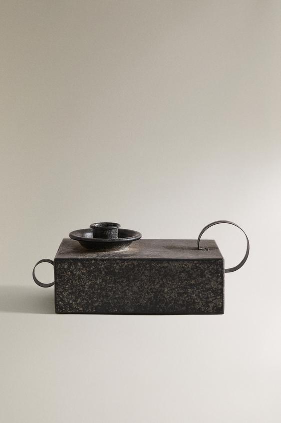 METAL TEALIGHT HOLDER WITH DRAWER - Black | ZARA Ireland