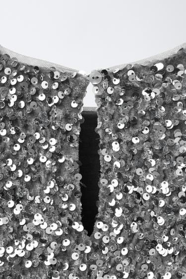 ROBE À PAILLETTES ET VOLANT - Argent | ZARA France