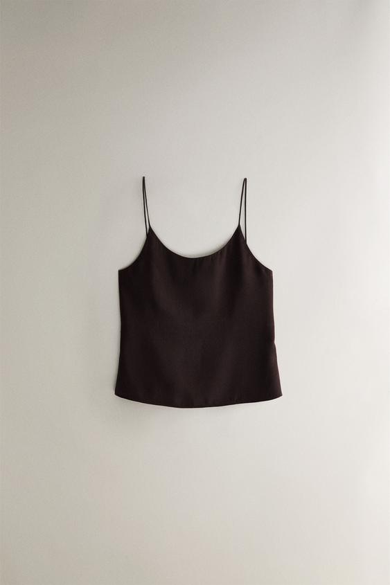 SILK TOP - Dark brown | ZARA Mexico