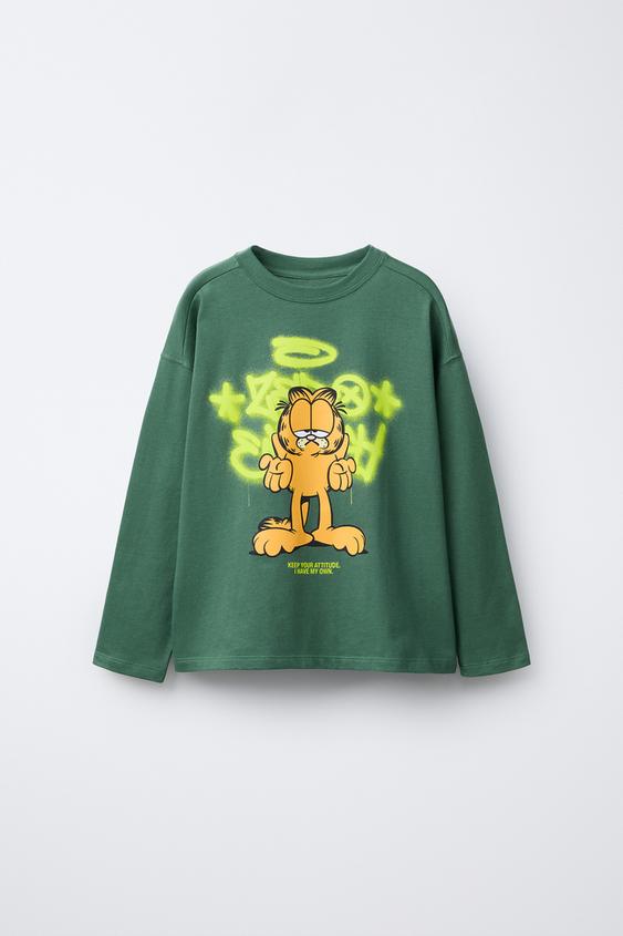 T-SHIRT MOTIF GRAFITI GARFIELD © PAWS INC - Hijau tua | ZARA Indonesia