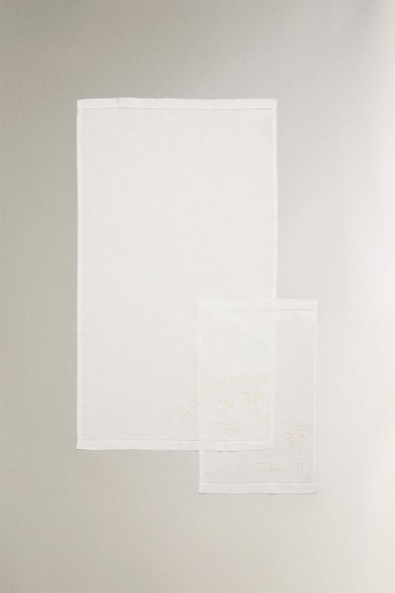 SET OF EMBROIDERED SUMMER TOWELS (SET OF 2) - Ivory | ZARA United States