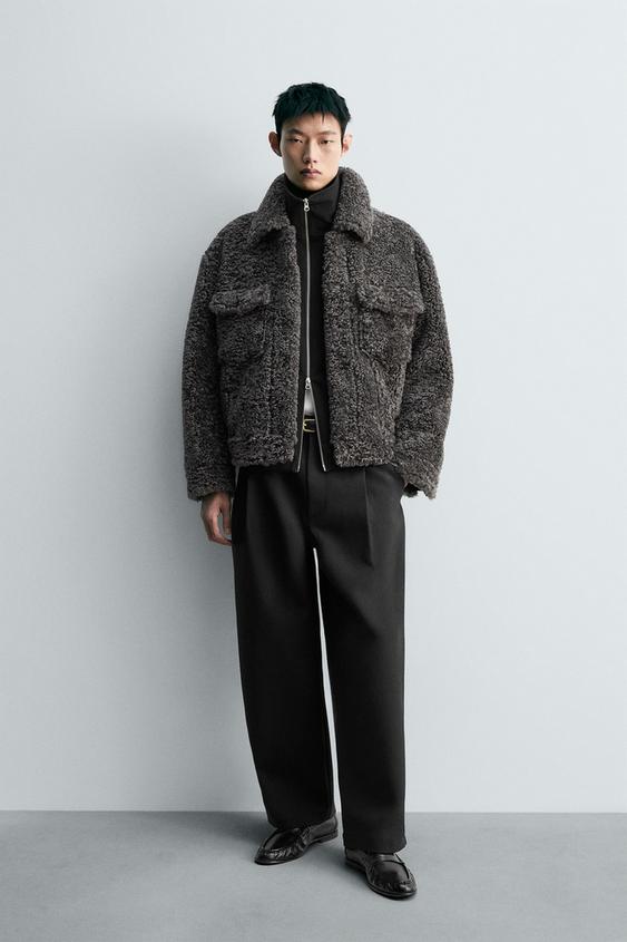 JAQUETA RELAXED FIT FAUX FUR - Cinza / Azul | ZARA Brasil