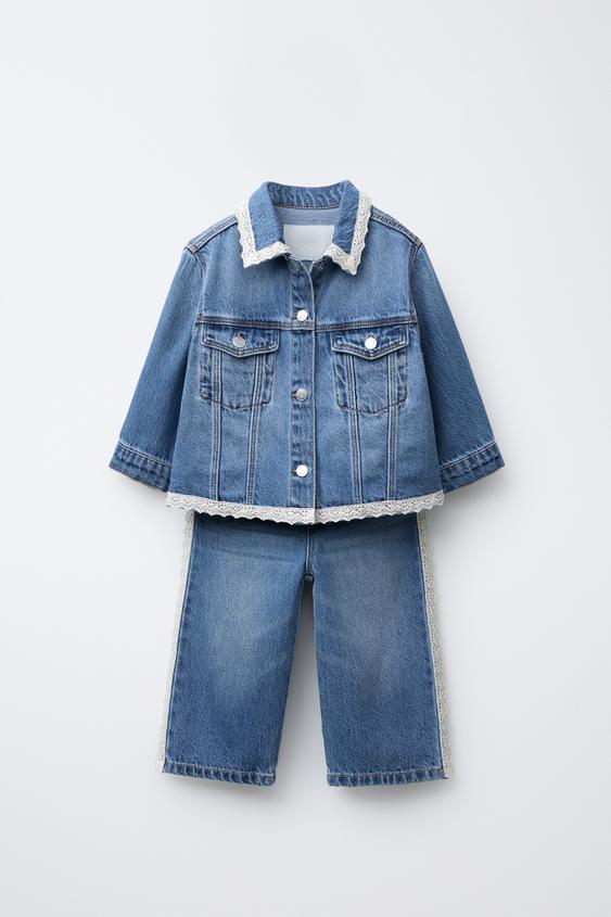 TOTAL LOOK DENIM JACKET AND LACE JEANS | ZARA Canada