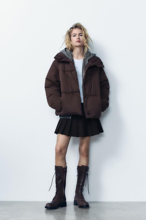 WATER AND WIND PROTECTION SHORT PUFFER ANORAK - Brown | ZARA Ireland
