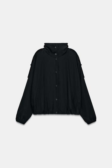 CASACO OVERSIZE FLUIDO - Preto | ZARA Brasil