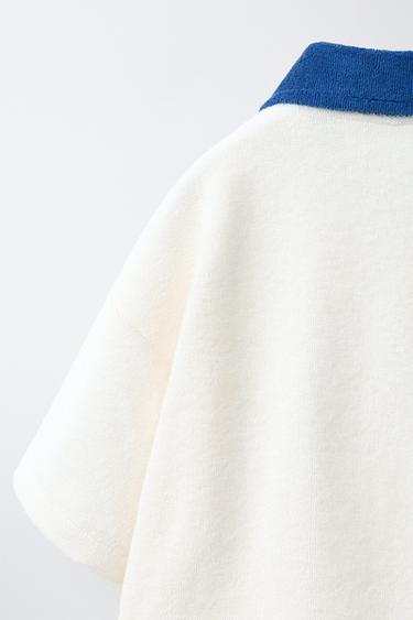 T-SHIRT POLO EFFET ÉPONGE - Bleu | ZARA France
