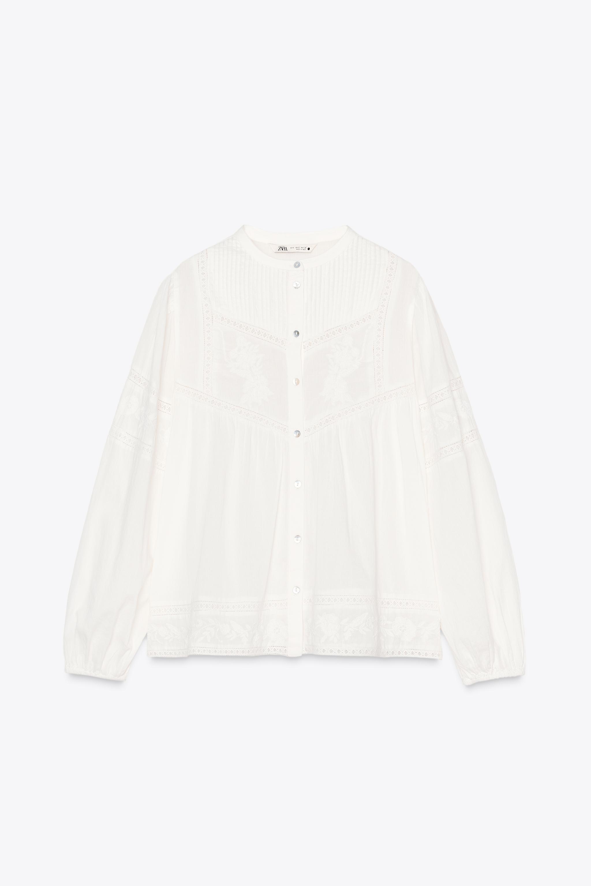 EMBROIDERED ROMANTIC BLOUSE ZW COLLECTION - Ecru | ZARA Canada EMBROIDERED ROMANTIC BLOUSE ZW COLLECTION - Ecru | ZARA Canada