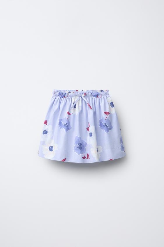 ROK CELANA BERMUDA BERBUNGA - Biru muda | ZARA Indonesia