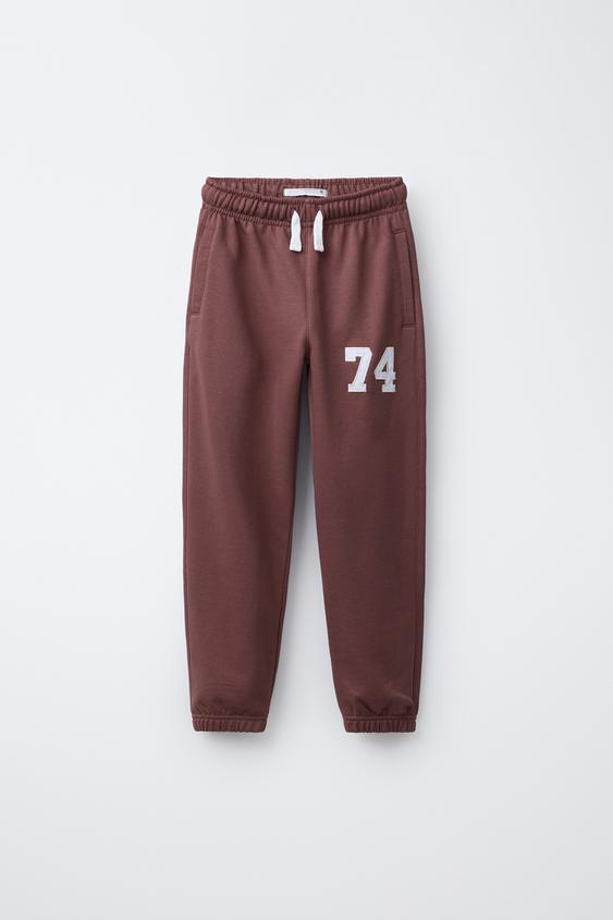 EMBROIDERED NUMBER JOGGING TROUSERS - Burgundy | ZARA United Kingdom