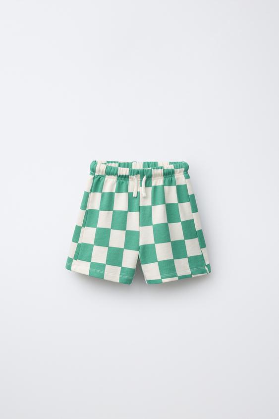 BERMUDASHORTS MIT SCHACHBRETTMUSTER - Cremefarben / Grün | ZARA ...
