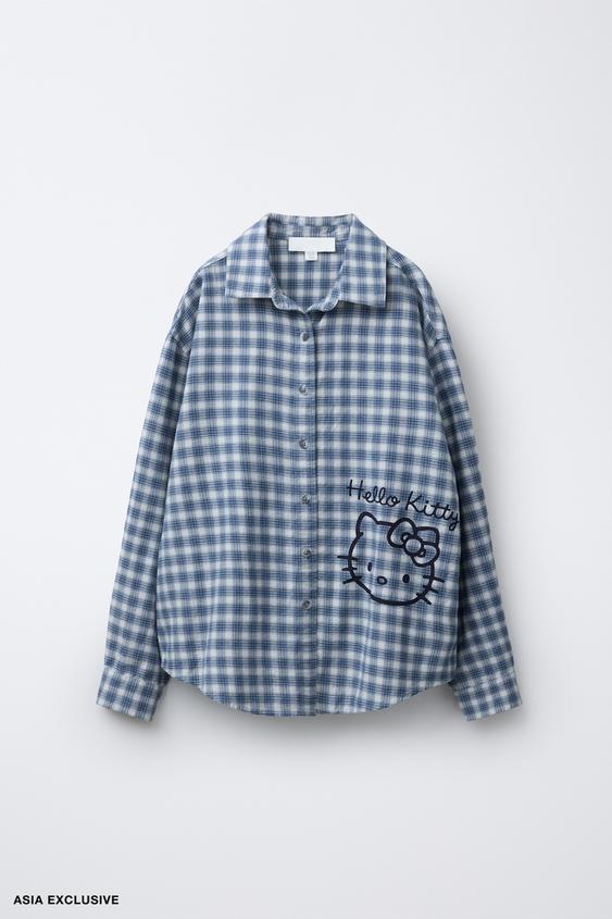 SOBRECAMISA CUADROS HELLO KITTY © SANRIO - Azul | ZARA España