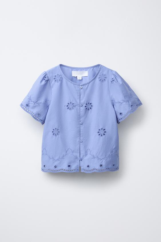 EMBROIDERED BLOUSE - Cornflower blue | ZARA New Zealand