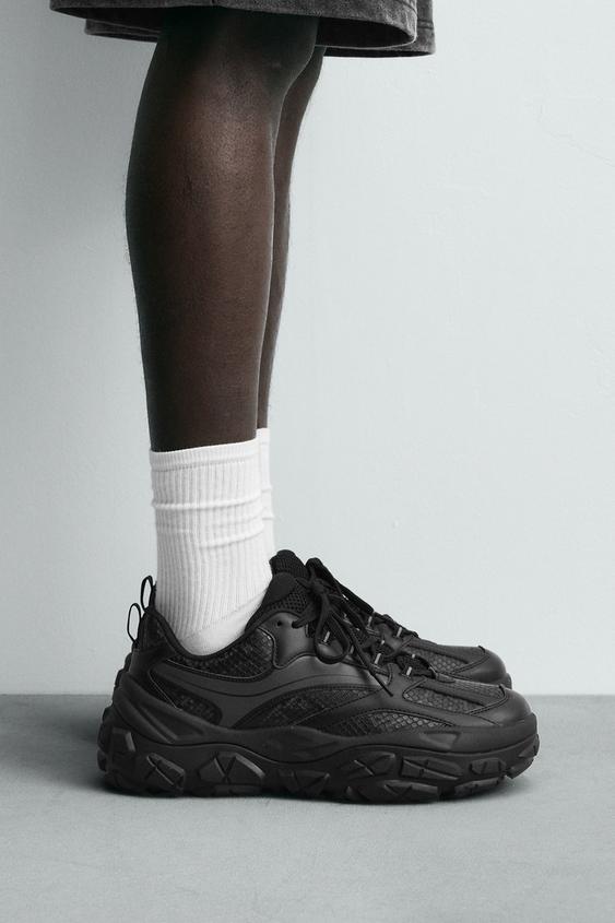 ANIMAL PRINT CHUNKY TRAINERS - Black | ZARA United Kingdom