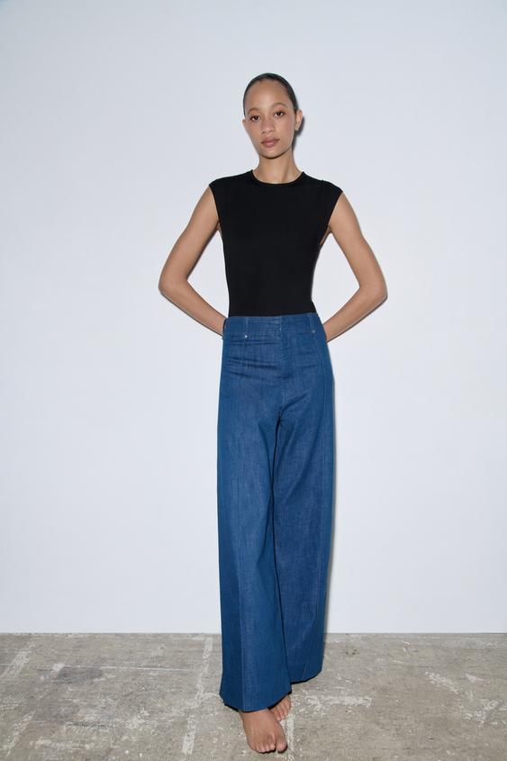 ZW COLLECTION HIGH WAIST WIDE LEG JEANS - Blue | ZARA United States