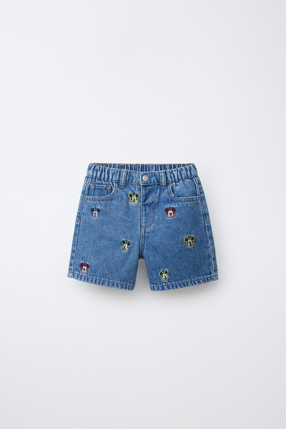MICKEY MOUSE © DISNEY DENIM SHORTS - Mid-blue | ZARA United States