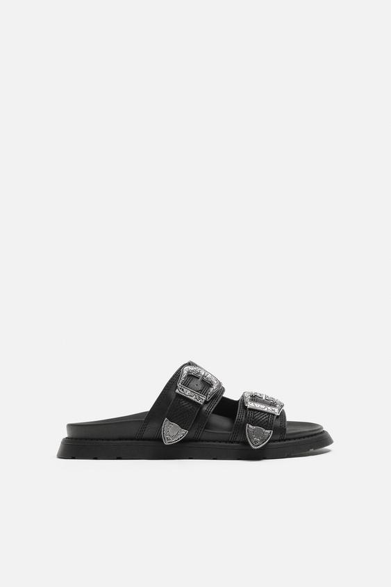 SANDALIA DOBLE TIRA - Negro | ZARA Mexico