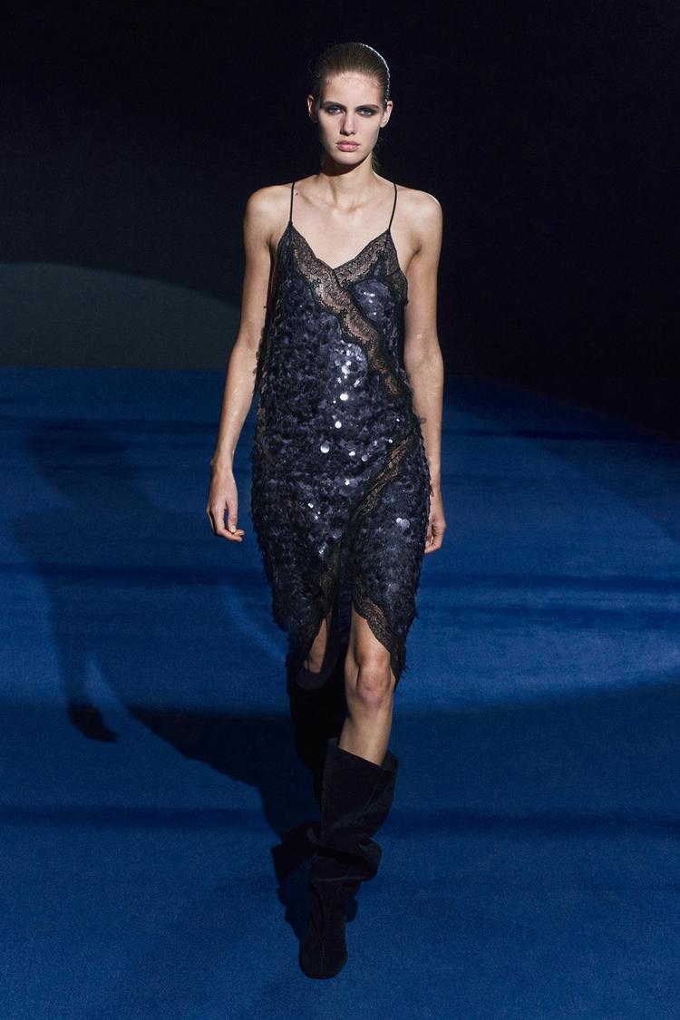 Zara Italia Vestito Paillette Zara Zara Vestito Blu Paillettes VESTITO ...