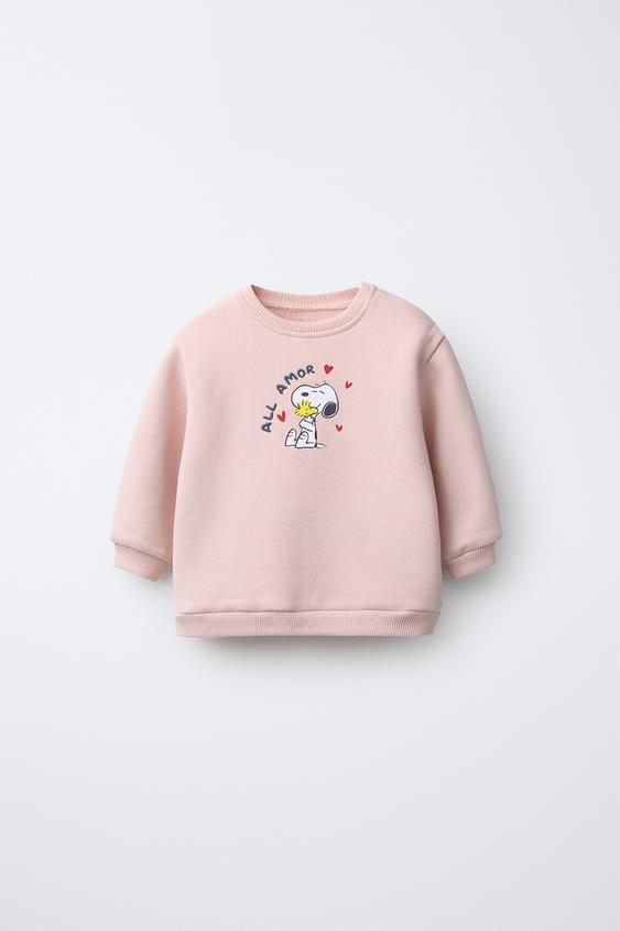 SNOOPY PEANUTS™ EMBROIDERED SWEATSHIRT - Pink | ZARA New Zealand