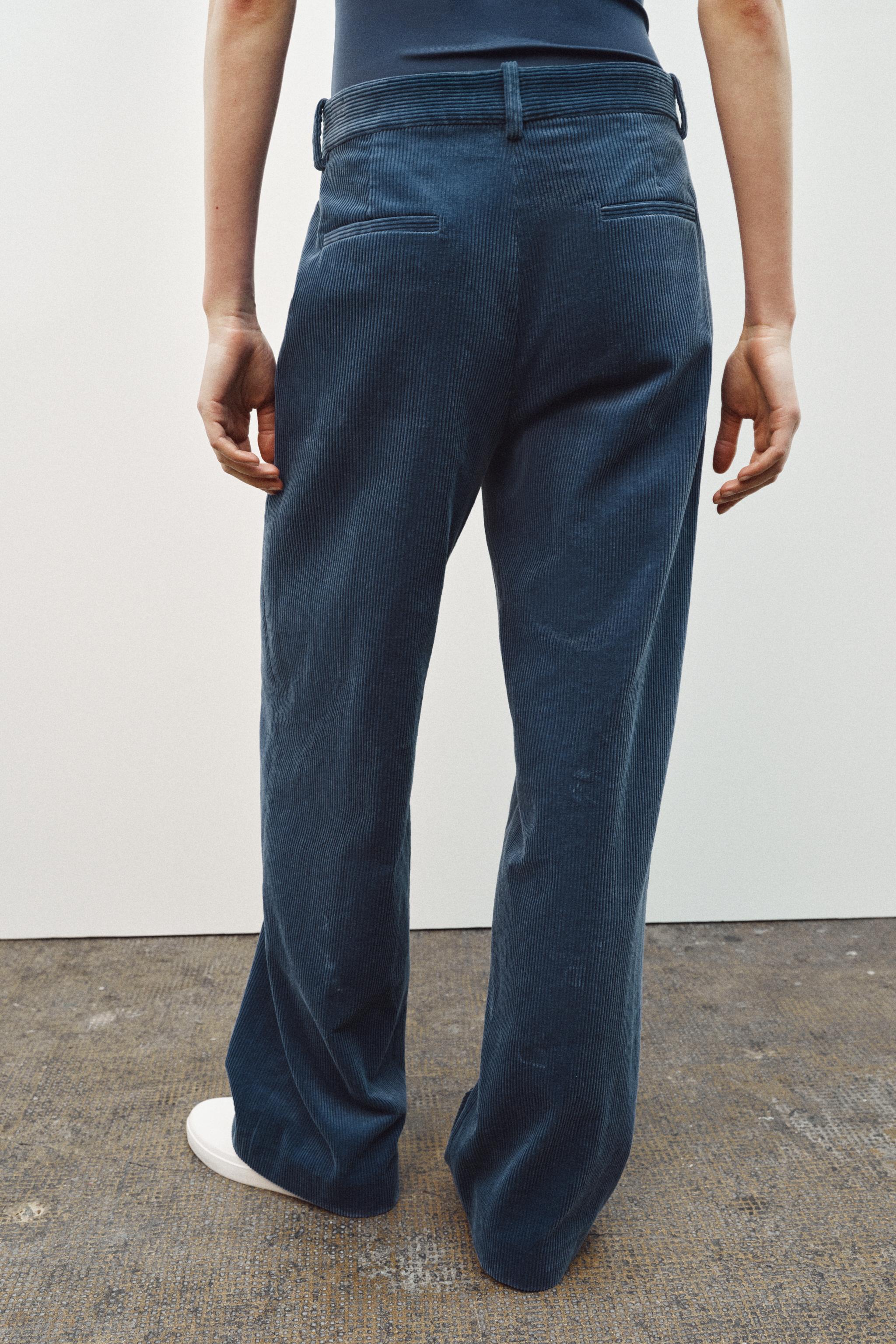 STRAIGHT LEG CORDUROY PANTS ZW COLLECTION - Blue | ZARA STRAIGHT LEG CORDUROY PANTS ZW COLLECTION - Blue | ZARA