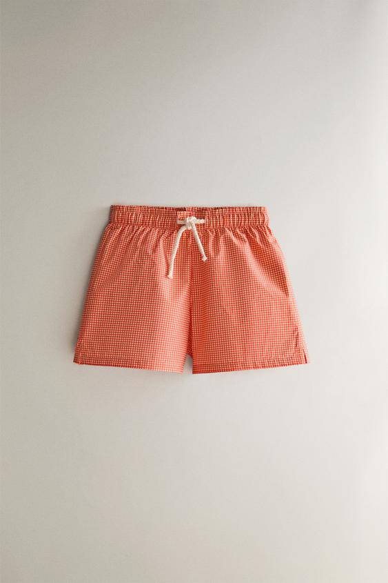 MAILLOT DE BAIN DE PLAGE ENFANT À CARREAUX - Corail | ZARA Belgique ...
