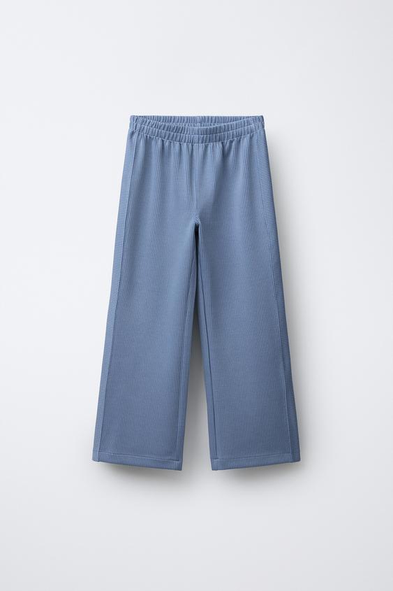 PANTALÓN RIB WIDE LEG CON MODAL - Azul | ZARA Estados Unidos de América ...
