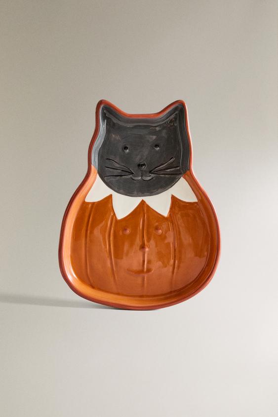 CHILDREN'S HALLOWEEN CAT STONEWARE PLATE - Multicolored | ZARA Canada