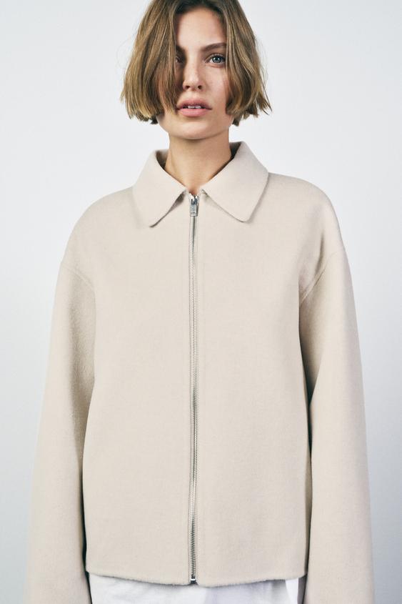 ZW COLLECTION WOOL BLEND JACKET - Cream | ZARA Australia