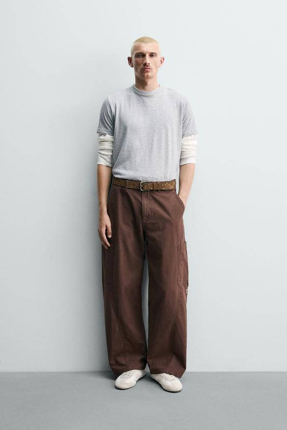 PANTALON BATTLE BALLON COUTURES - Marron | ZARA France