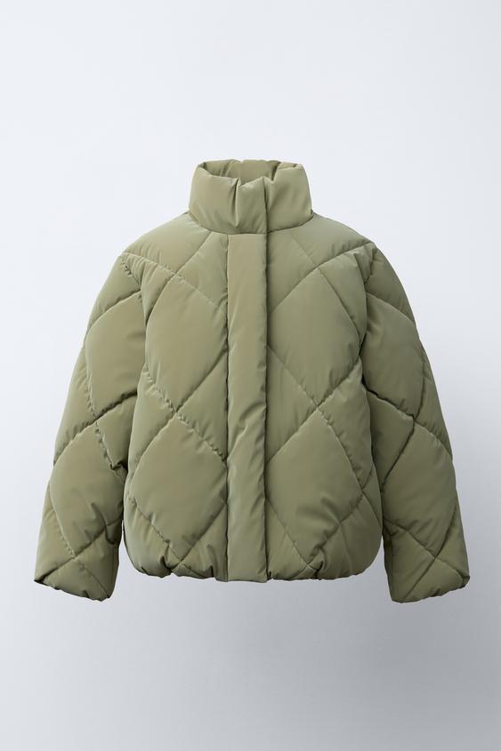 JAQUETA ACOLCHOADA EMBORRACHADA - Caqui | ZARA Brasil