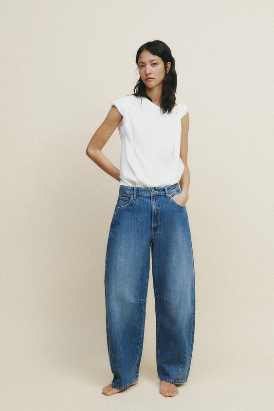 TRF MID-RISE BAGGY BALLOON JEANS - Blue | ZARA Canada