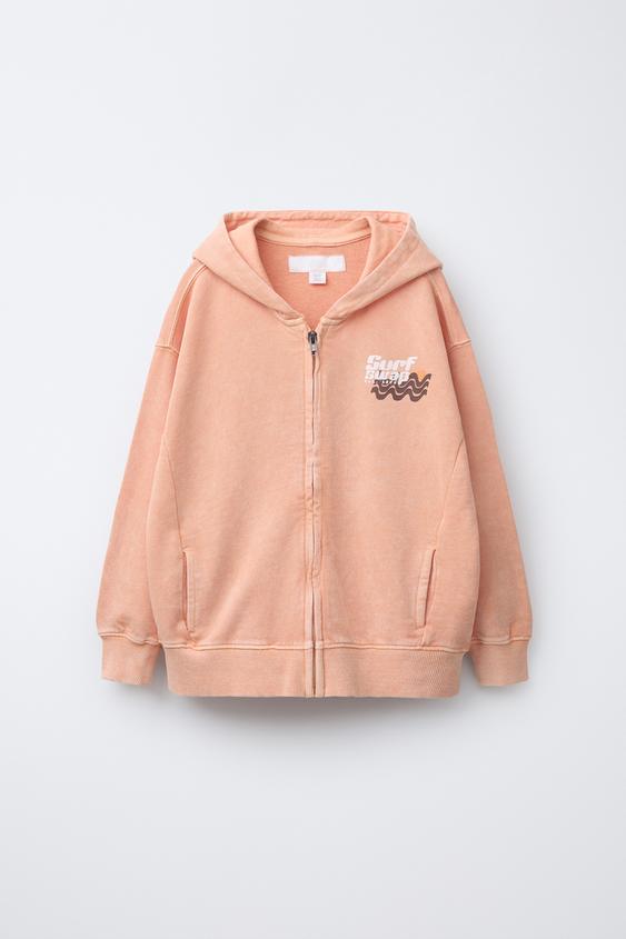 SURF ZIP-UP HOODIE - Light orange | ZARA Australia