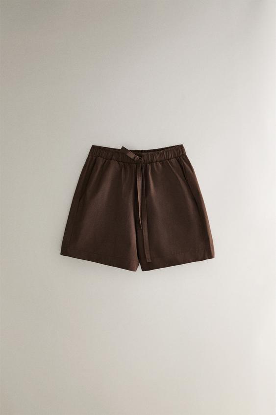 SHORT COTON - Marron | ZARA Belgique / Belgium