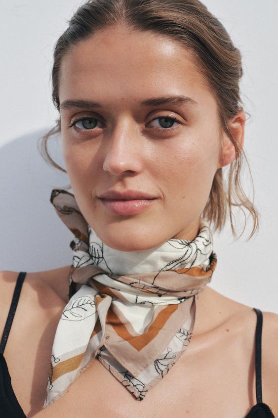 EȘARFĂ CU FLORI BRODATE - Ecru | ZARA România