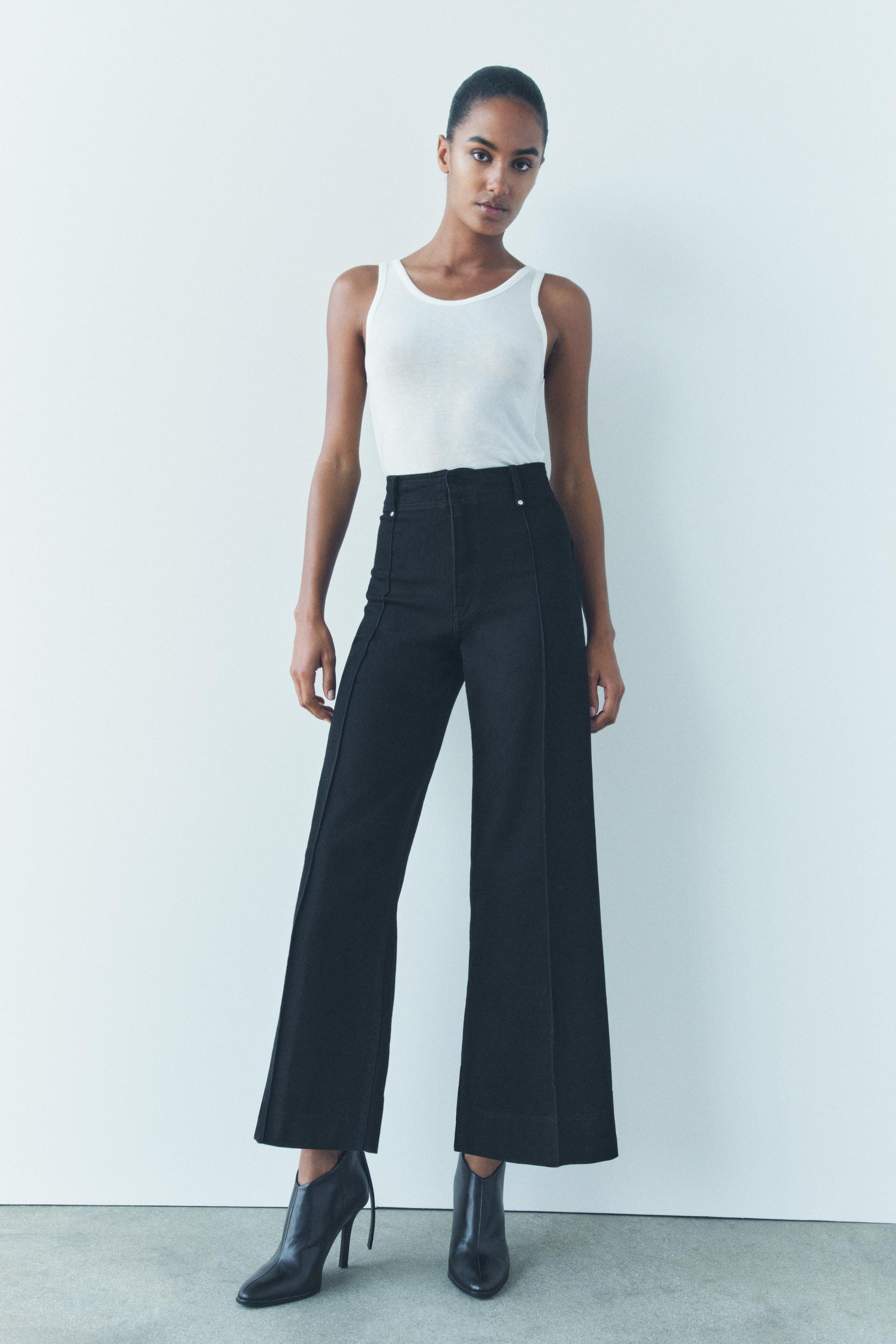 JEANS ZW COLLECTION WIDE LEG HIGH WAIST - Zwart | ZARA Nederland ...