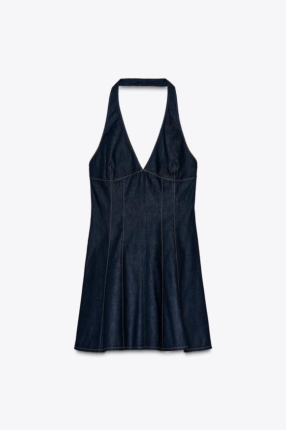 DENIM HALTER DRESS - Dark indigo | ZARA South Africa