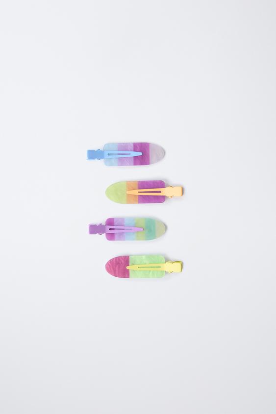 FOUR-PACK OF COLOURED HAIR CLIPS - Multicoloured | ZARA India