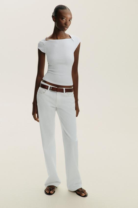 ÁO PHÔNG VẢI PHA SỢI COTTON VÀ SỢI MODAL - Màu trắng | ZARA Vietnam