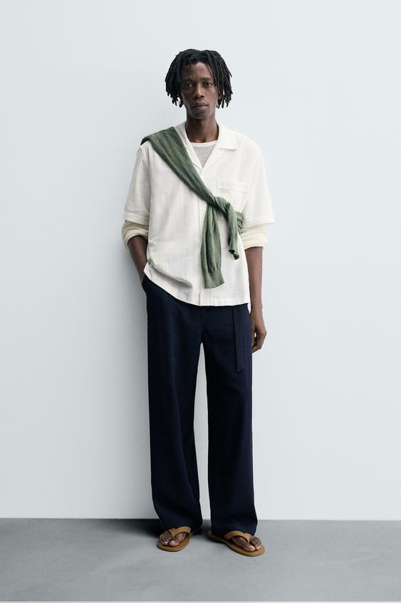 ΠΟΥΚΑΜΙΣΟ RELAXED FIT ΜΕ ΣΧΕΔΙΟ ΥΦΑΝΣΗΣ - Λευκό | ZARA Greece / Ελλαδα