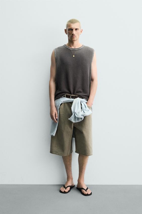 PLAYERA TANK PUNTO LAVADO - Marrón | ZARA Mexico