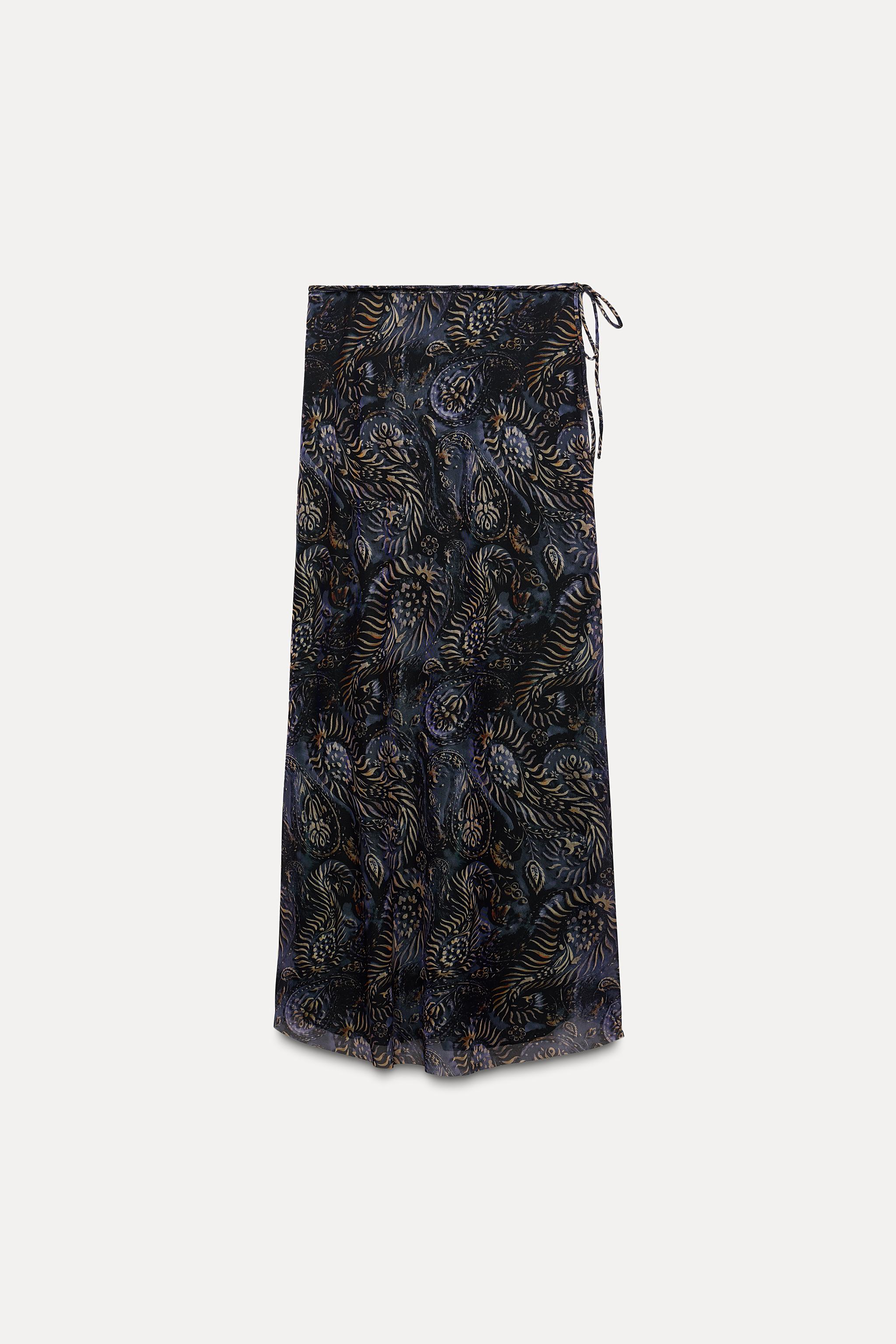 PRINTED TULLE MIDI SKIRT - Blue / Black | ZARA United States PRINTED TULLE MIDI SKIRT - Blue / Black | ZARA United States