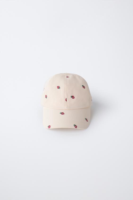 EMBROIDERED STRAWBERRY CAP - Ecru | ZARA Canada