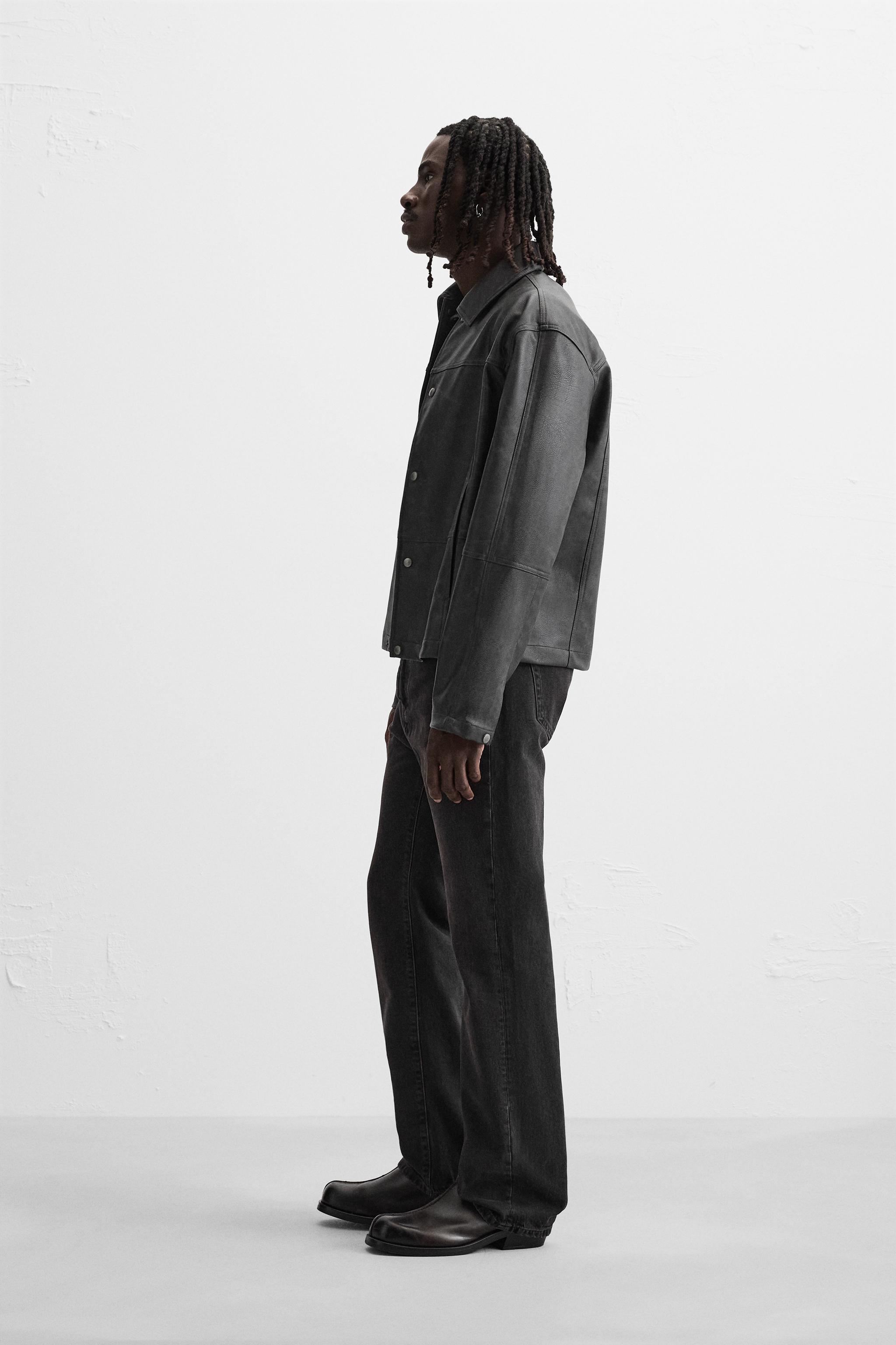 FADED LEATHER EFFECT JACKET - Black / Green | ZARA Spain FADED LEATHER EFFECT JACKET - Black / Green | ZARA Spain
