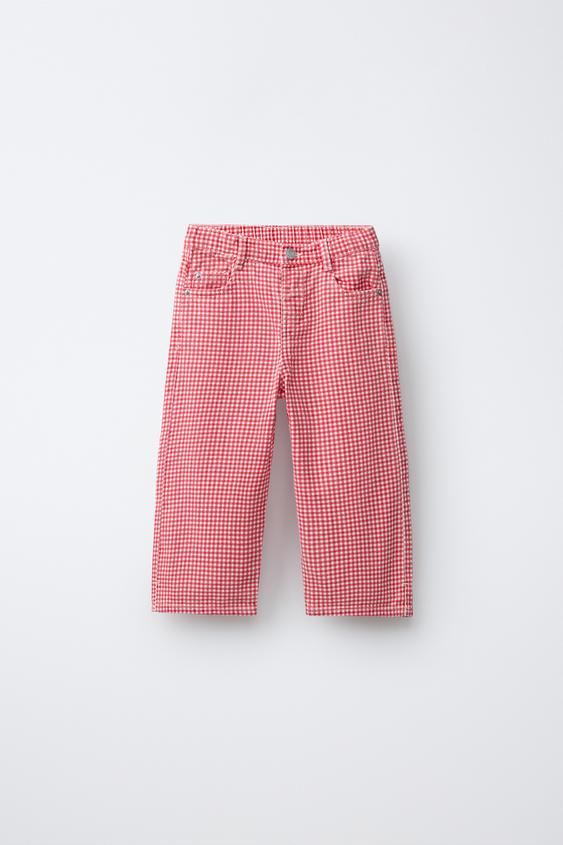 GINGHAM TWILL CULOTTES - Red | ZARA Turkey