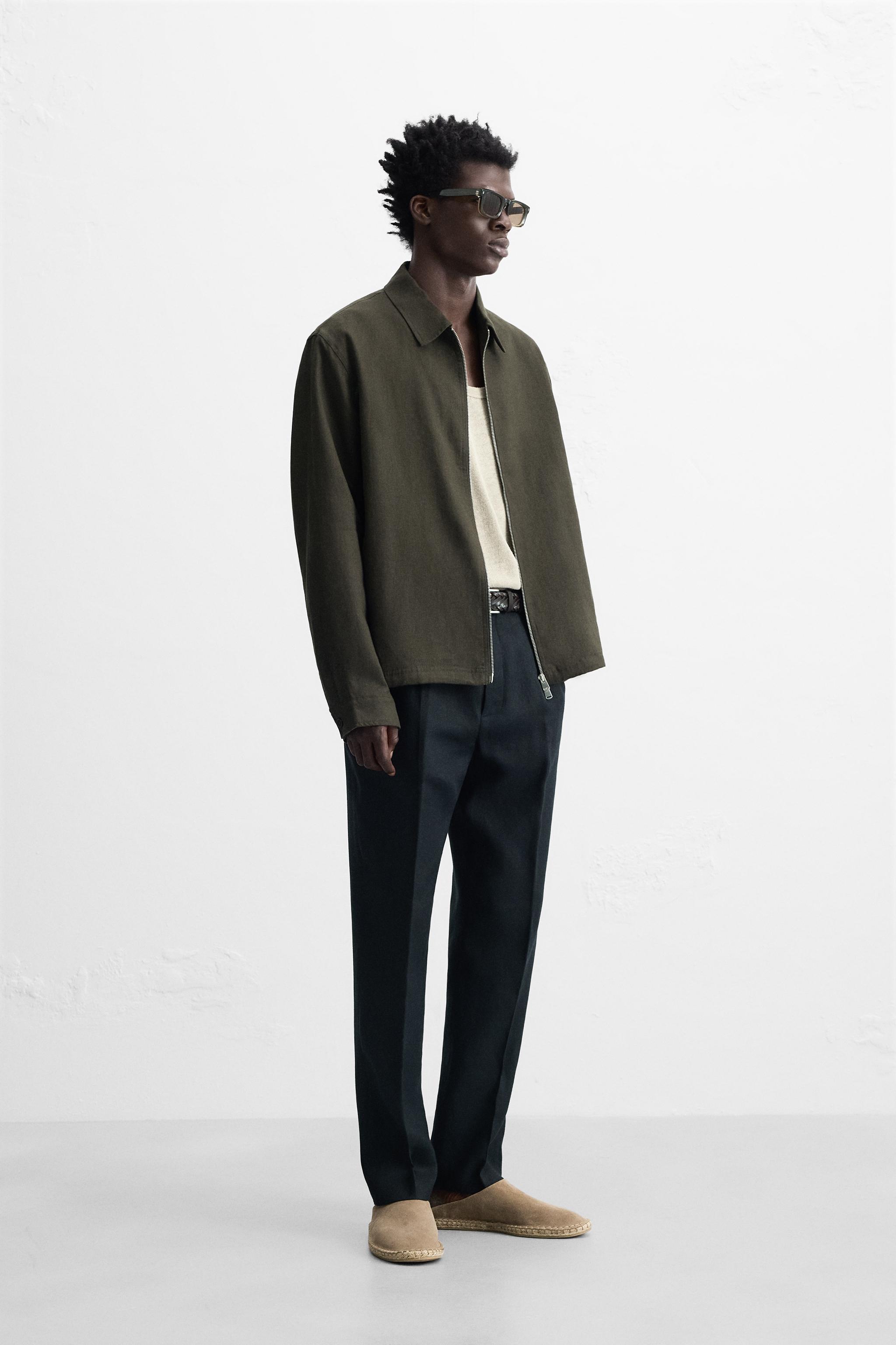 シャツジャケット、リネン100% - ネイビーブルー | ZARA Japan シャツジャケット、リネン100% - ネイビーブルー | ZARA Japan