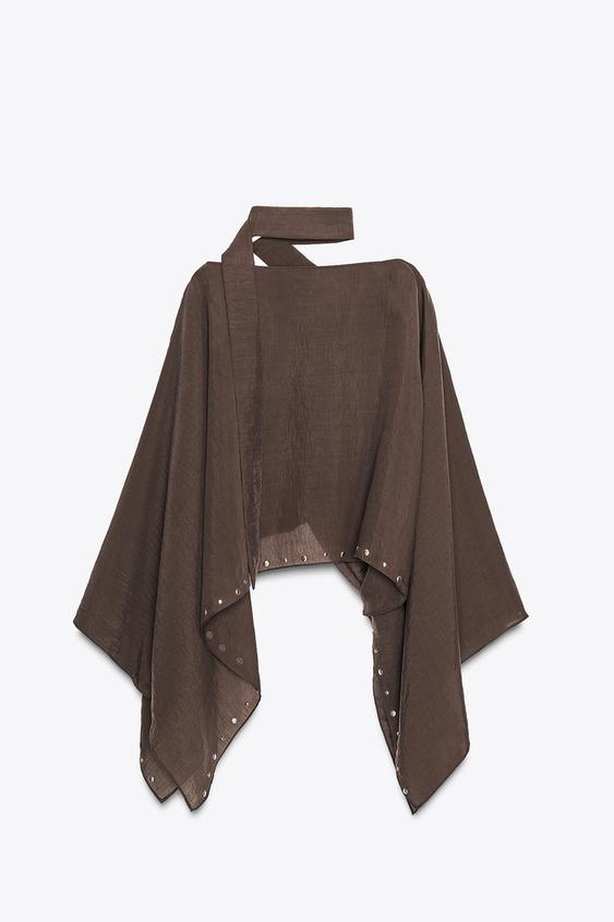 STUDDED SCARF CAPE - Brown | ZARA Australia