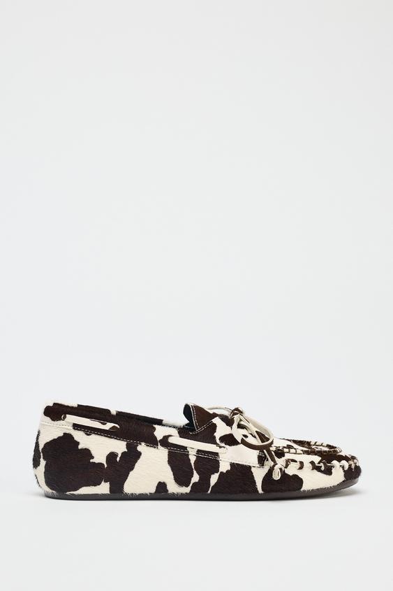ANIMAL PRINT LEATHER LOAFERS WITH SHEEPSKIN - Multicoloured | ZARA ...